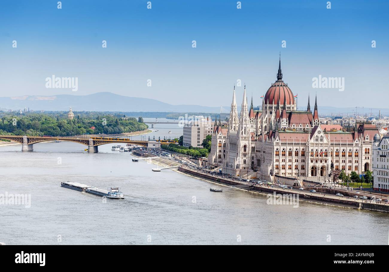 a classic view of the famous tourist attraction of Budapest - the ...