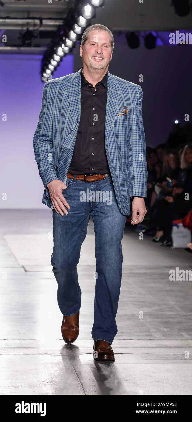 New York, NY, USA - February 5, 2020: David Coury walks Blue Jacket ...