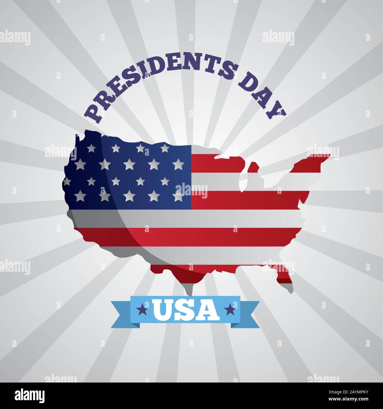 happy presidents day celebration poster with usa flag in map Stock ...