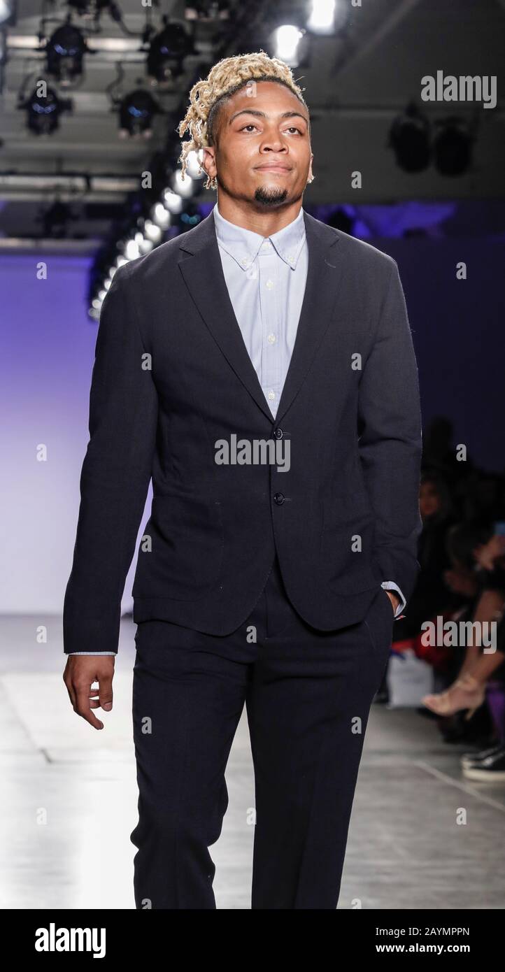 New York, NY, USA - February 5, 2020: Buster Skrine walks Blue Jacket ...