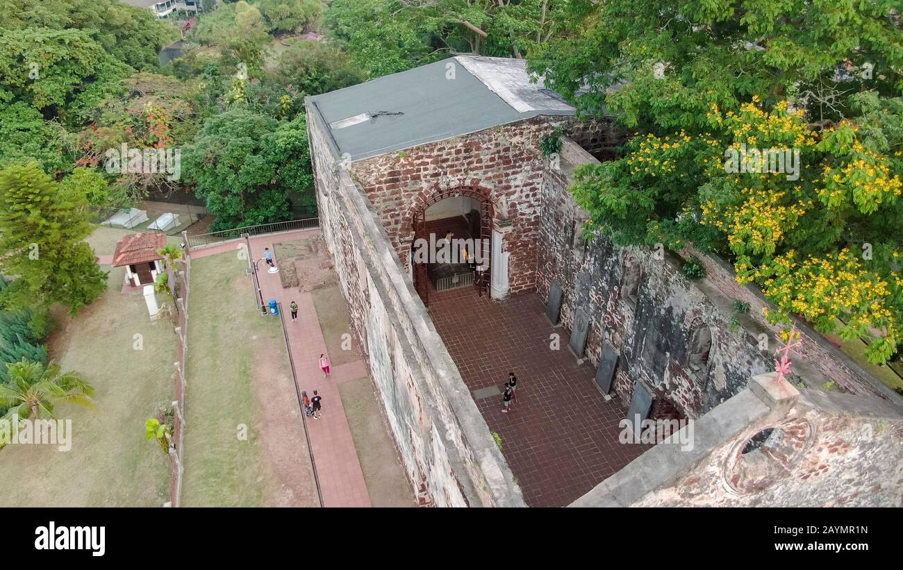 Aerial view of the ruins of St. Paul's Church in Melaka (Melacca ...
