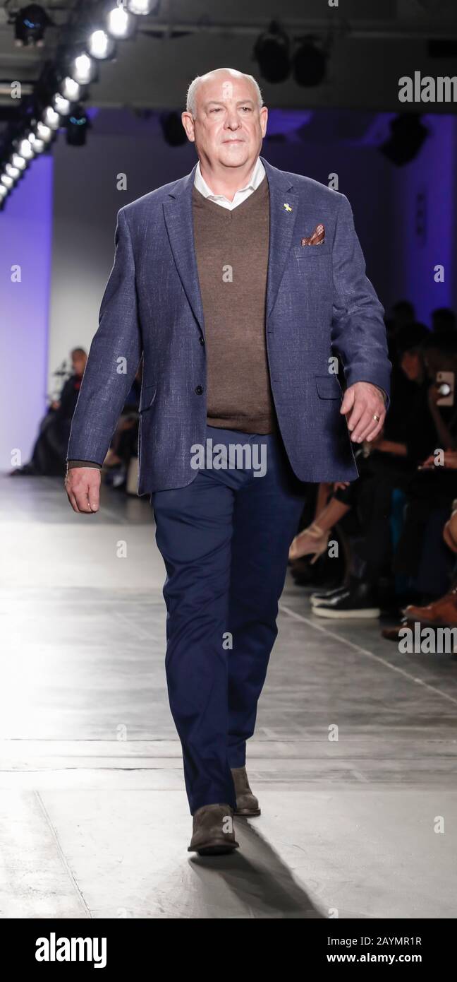 New York, NY, USA - February 5, 2020: Mike Crosby walks Blue Jacket ...