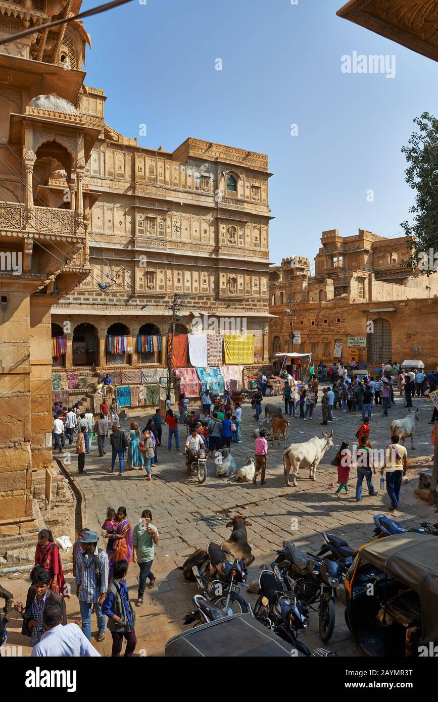 Raja Ka Mahal kings palace of Jaisalmer, Rajasthan, India Stock Photo ...