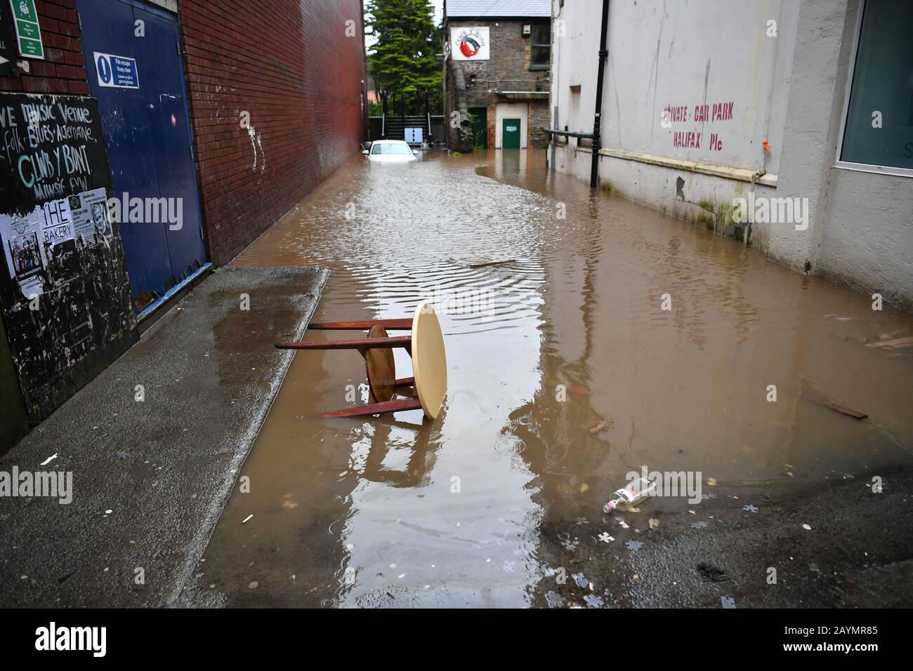A flooded street in Pontypridd after Storm Dennis hits the UK, leading ...