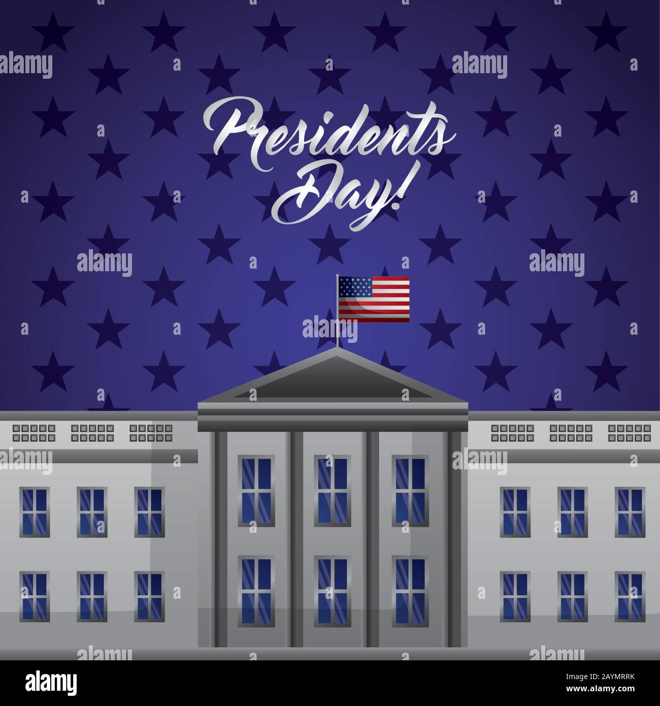 happy presidents day celebration poster with white house facade Stock ...