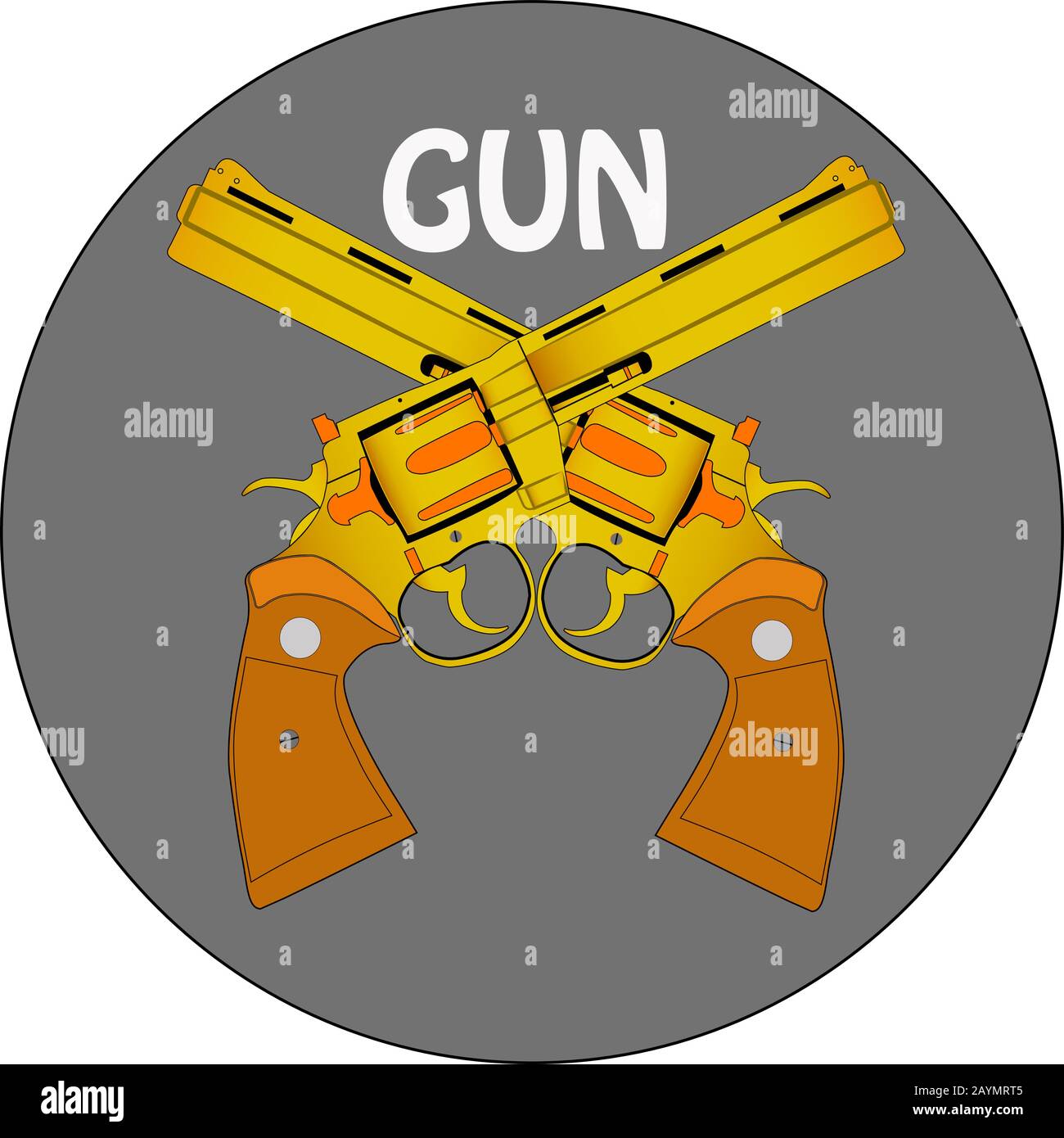 Vintage beautiful revolvers with unusual pattern. Hand-drawn vector ...