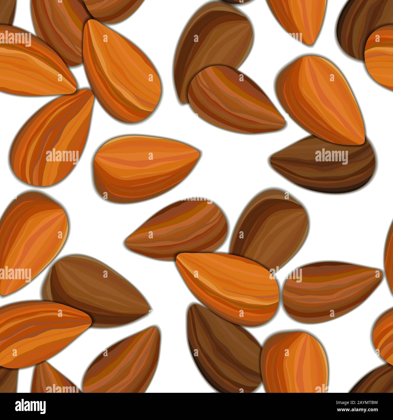 Vector seamless pattern of whole peeled almonds top view Stock Vector ...