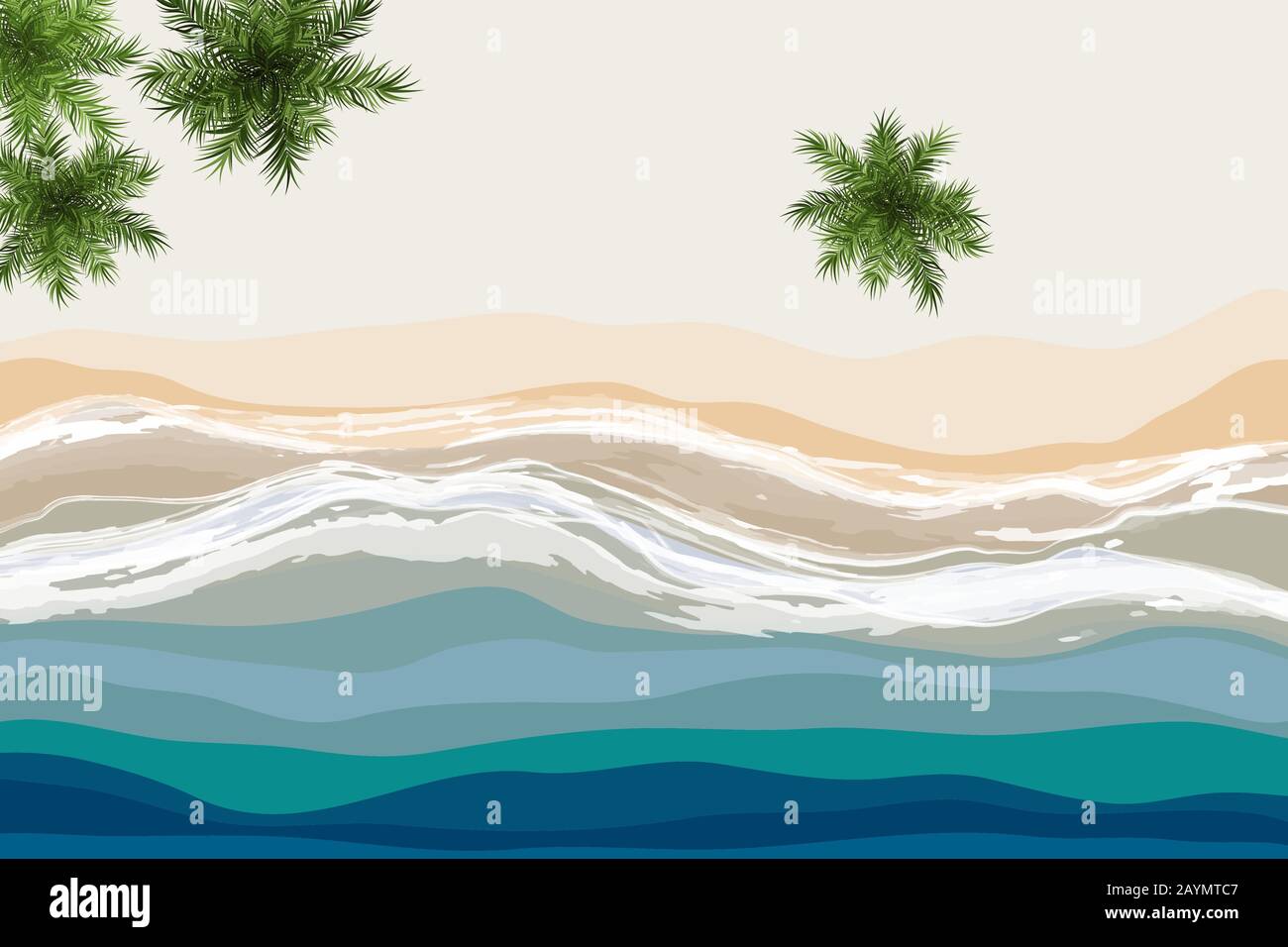 Tropical beach vector illustration. Sand and soft waves Stock Vector ...