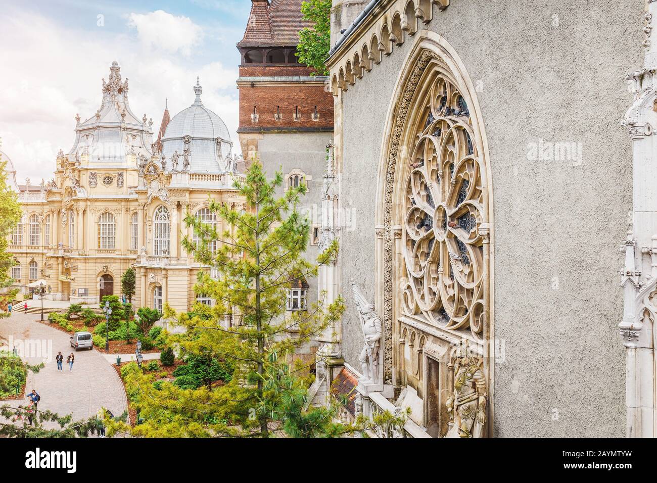 Medieval Gothic Renaissance castle Vajdahunyad in Budapest, Hungary ...