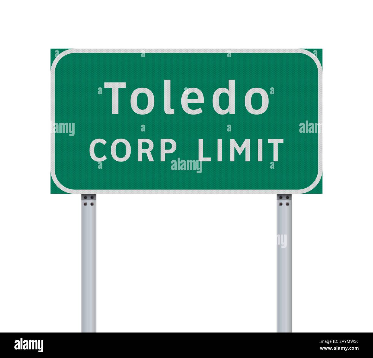 Vector illustration of Toledo Corp Limit green road sign Stock Vector ...