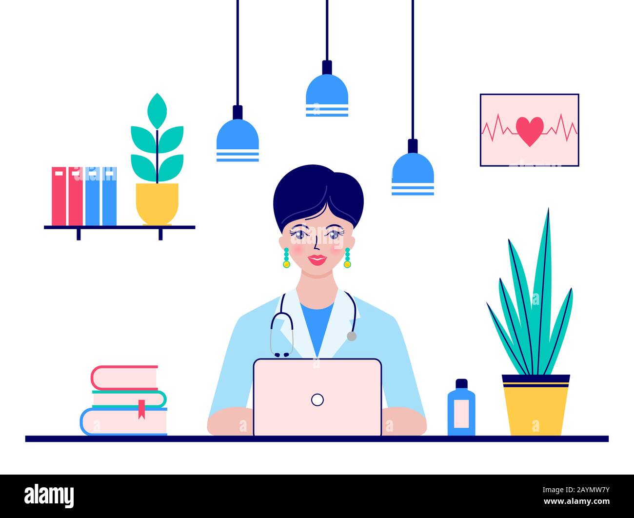 Adult female sitting computer Stock Vector Images - Alamy