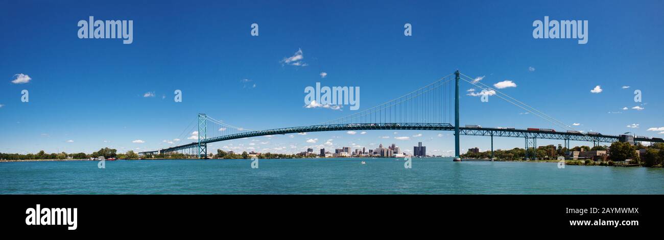 Ambassador Bridge - a suspension bridge across the Detroit River ...