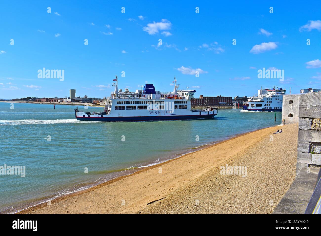 The Wightlink Isle of Wight ferries 'St Faith' and 'St Clare' pass each ...