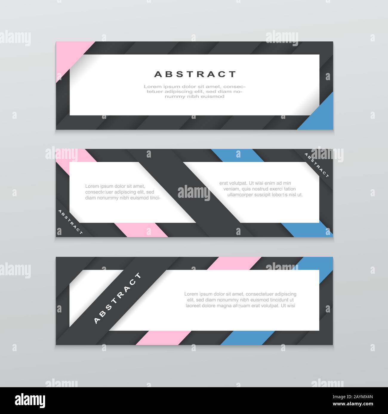 Horizontal abstract banners. Vector web banners, modern dynamic designs ...