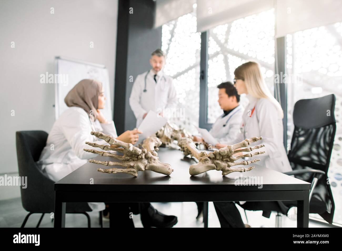 Human skeleton in classroom hi-res stock photography and images - Alamy
