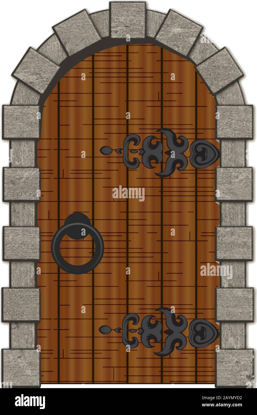 Antique wooden doors on Stock Vector Images - Alamy