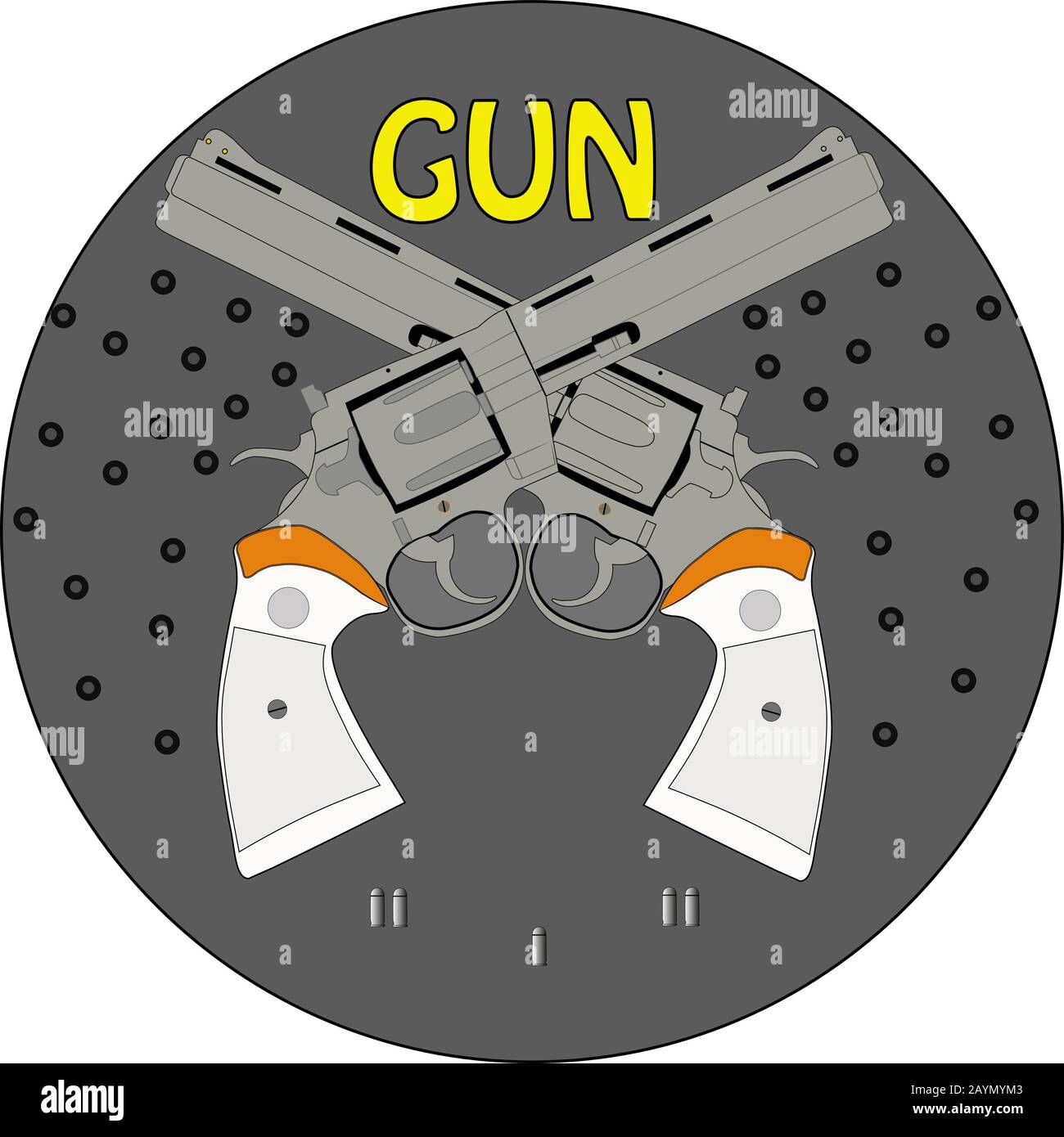 Vintage beautiful revolvers with unusual pattern. Hand-drawn vector ...