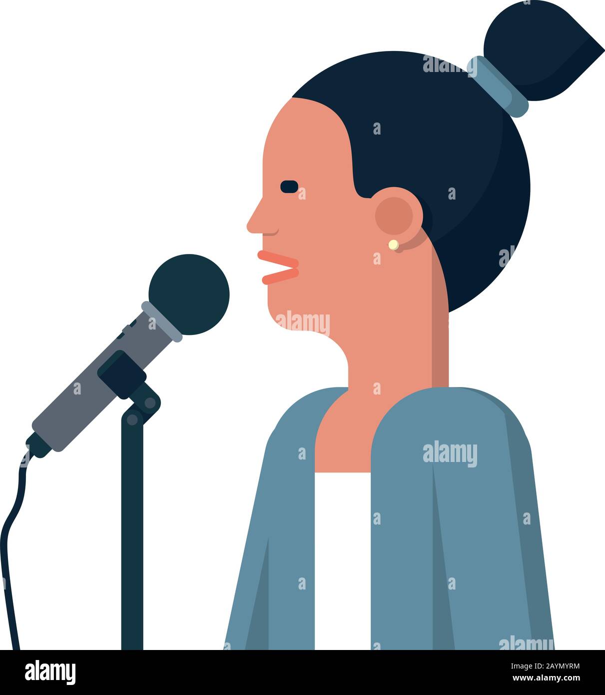 Woman Speaking Microphone Cartoon Illustration Stock Photos & Woman ...