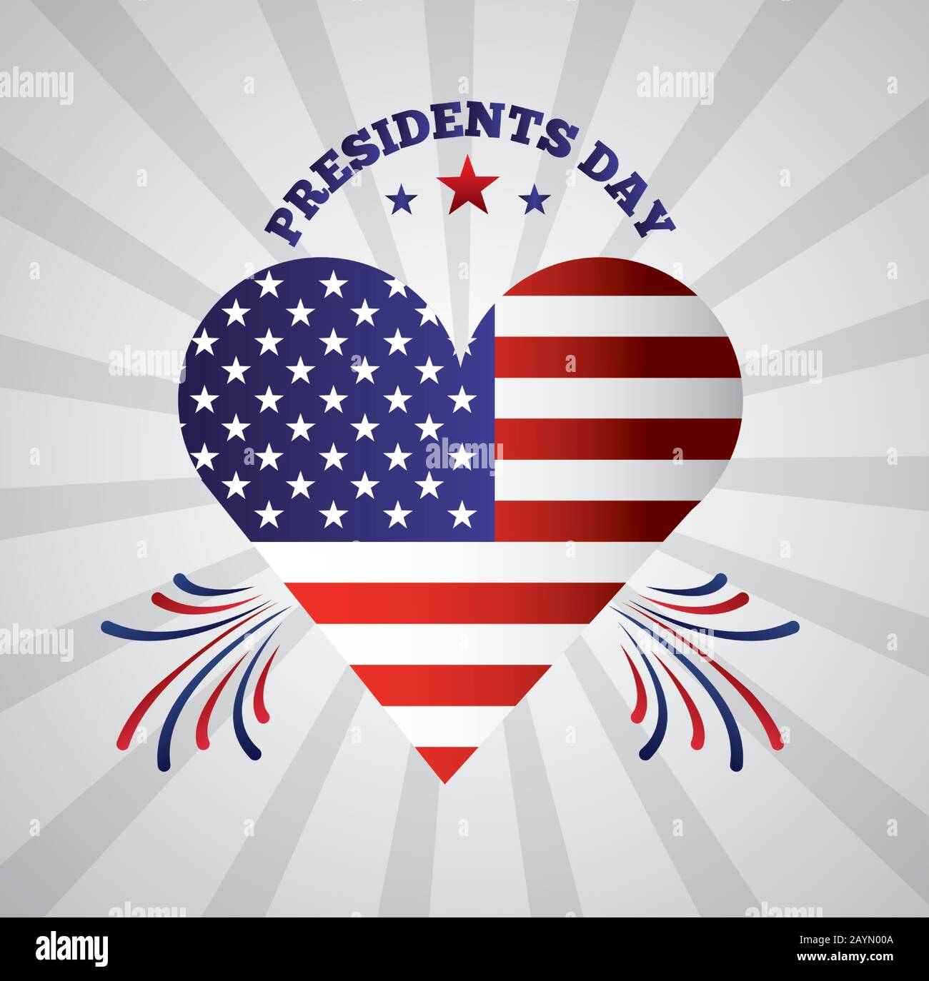 happy presidents day celebration poster with usa flag in heart Stock ...