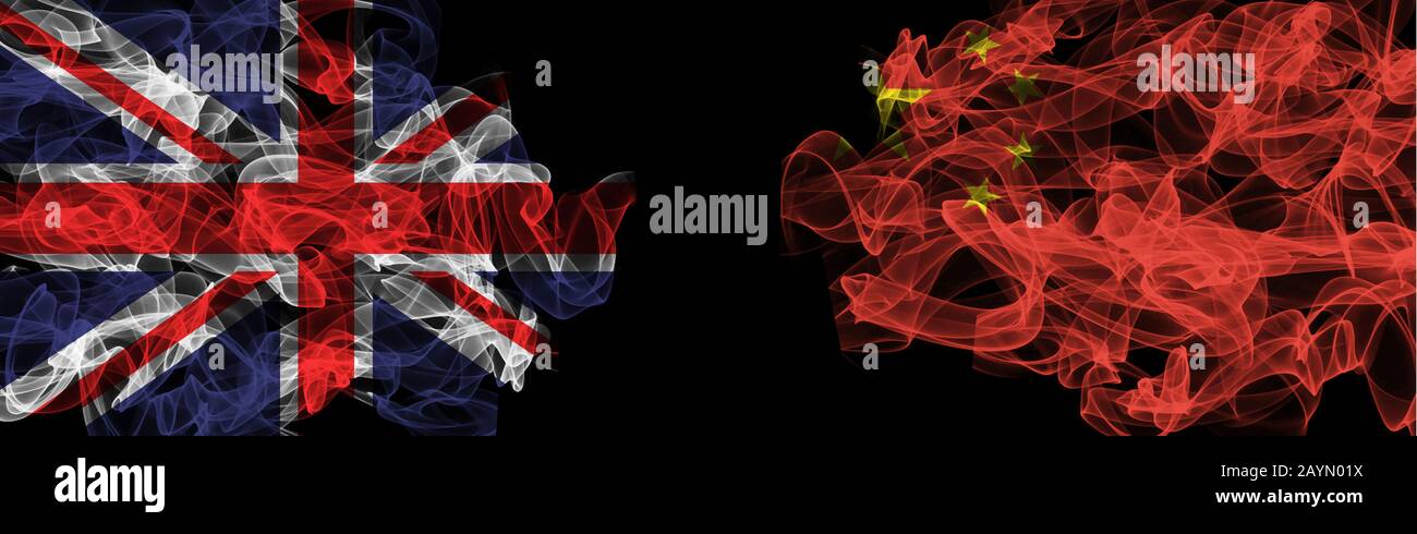 Flags of Union Jack and China on Black background, Union Jack vs China ...