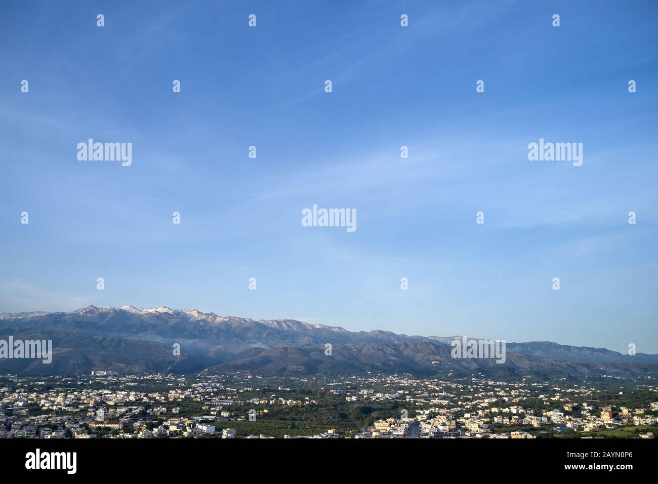 Panoramic aerial view from above of the city of Chania, Crete island ...