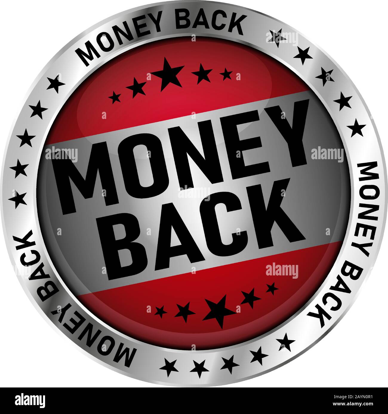 100 money back guarantee silver medal badge on white background Stock ...