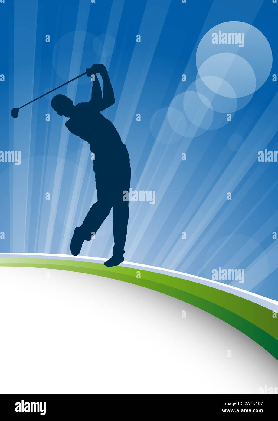 Golf club competition tournament background. Vector poster with man ...