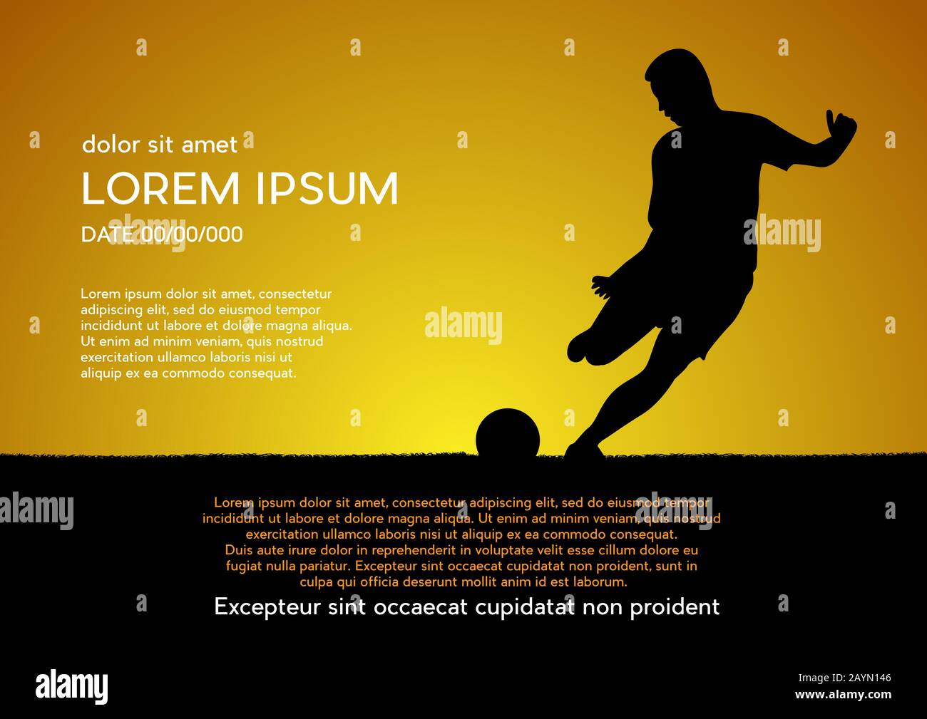 Football competition tournament, sunset background. Vector poster with ...