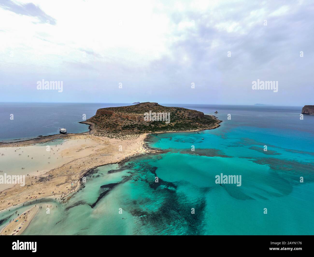 Amazing aerial drone top panoramic view on the famous Balos beach in ...