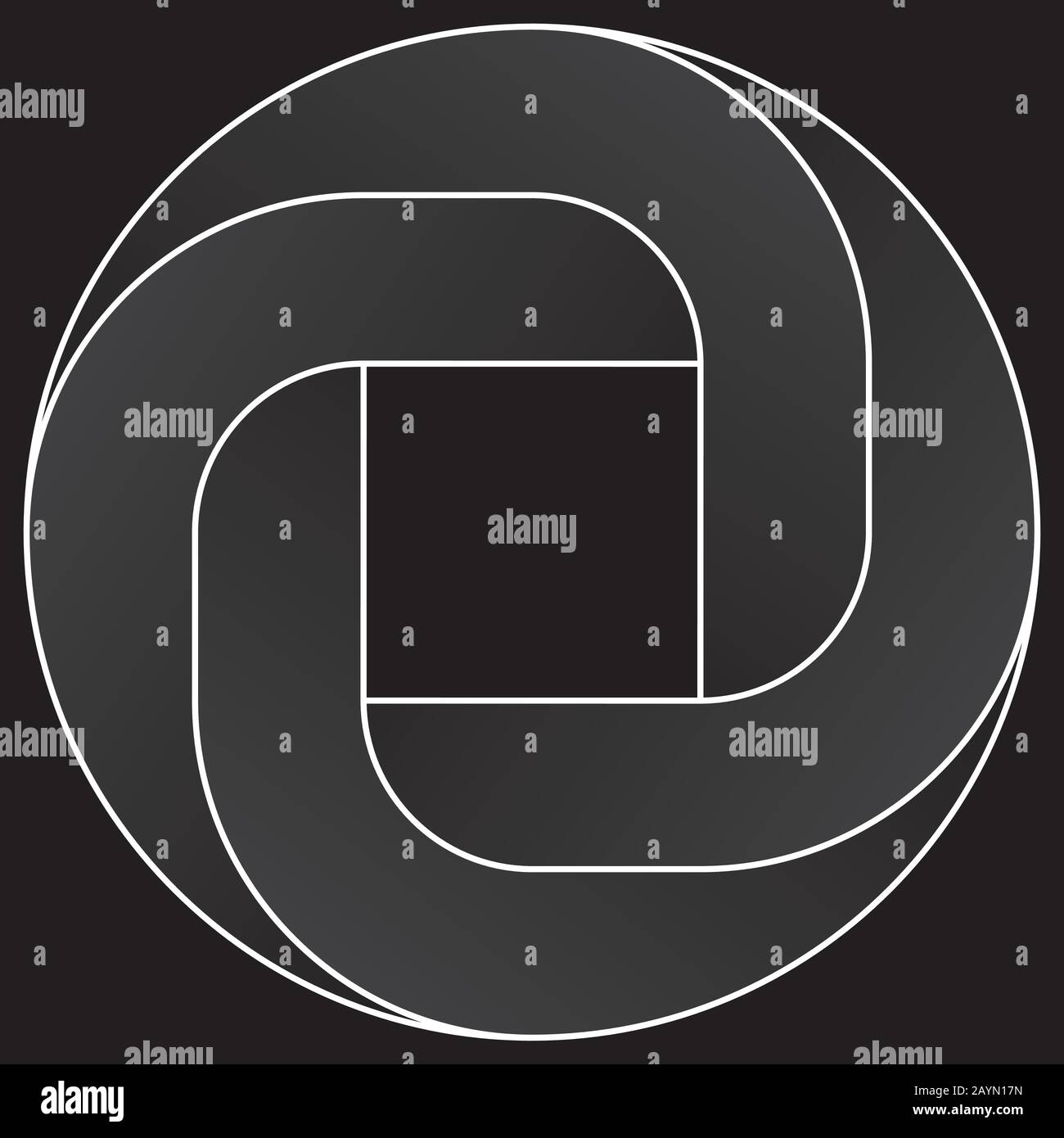 Impossible rounded square icon. White vector optical illusion shape on ...