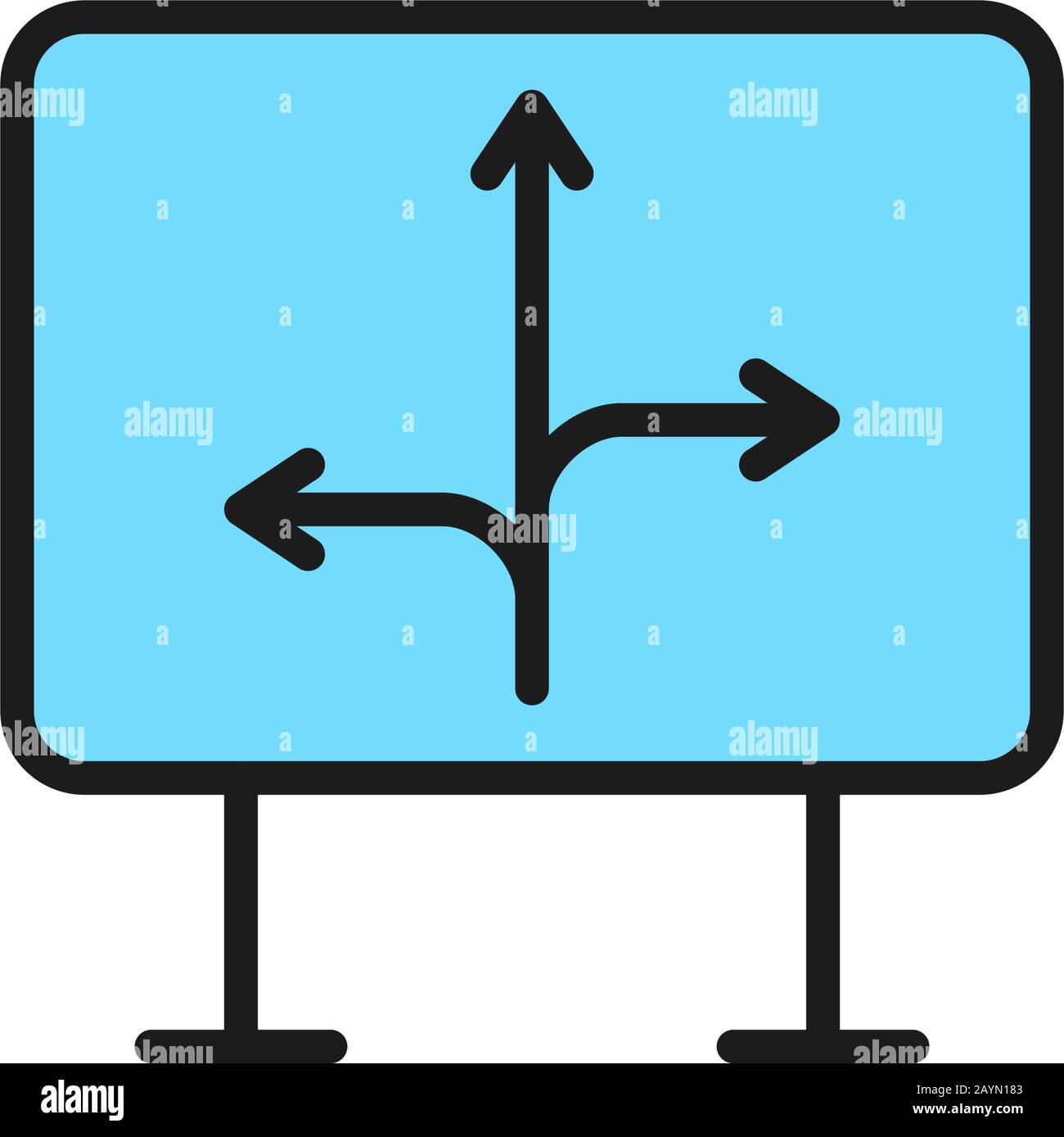 Road sign with different directions, arrows flat color line icon Stock ...