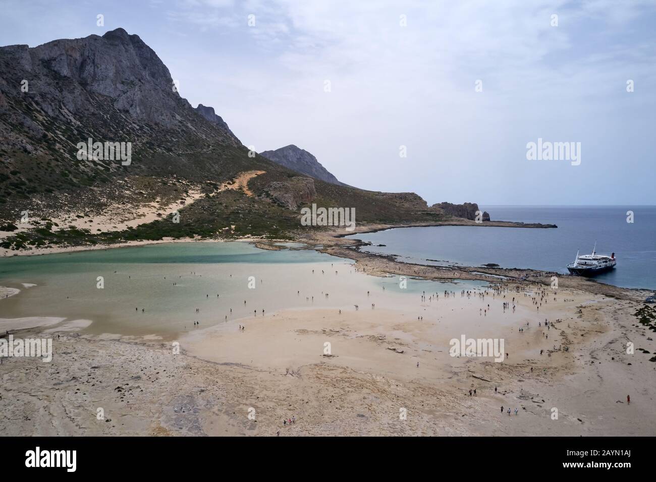 Amazing aerial drone top panoramic view on the famous Balos beach in ...