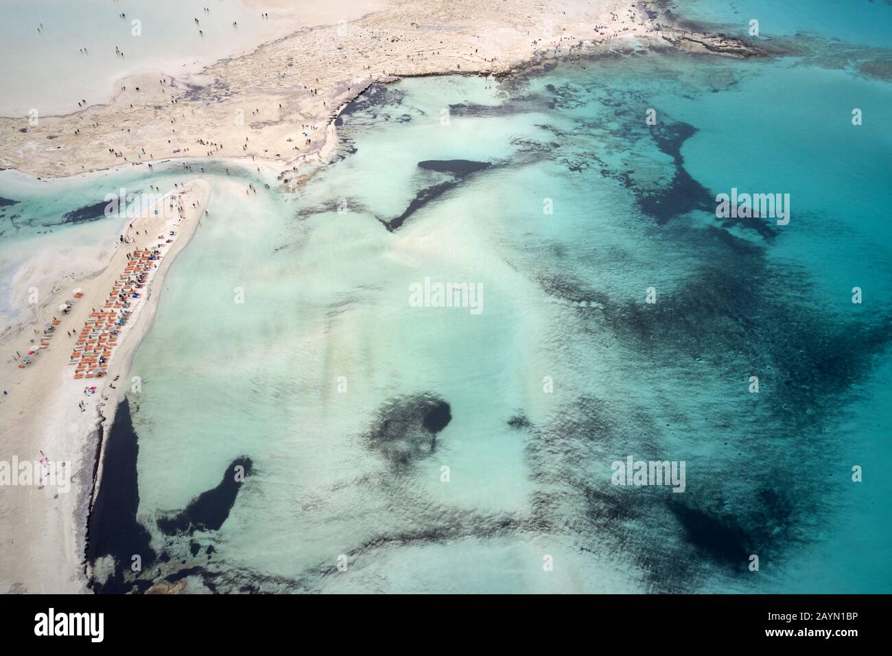 Amazing aerial drone top panoramic view on the famous Balos beach in ...