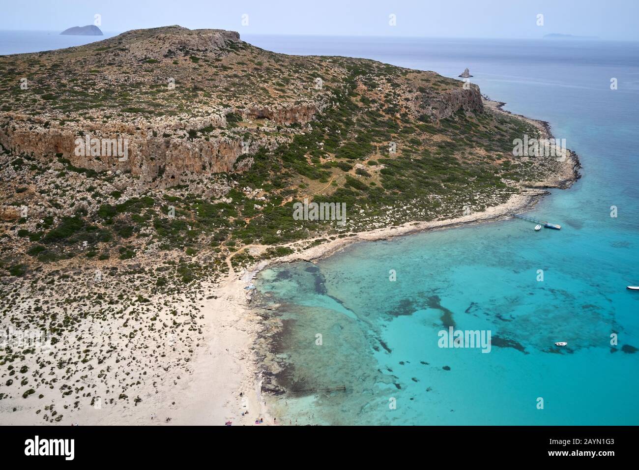 Amazing aerial drone top panoramic view on the famous Balos beach in ...