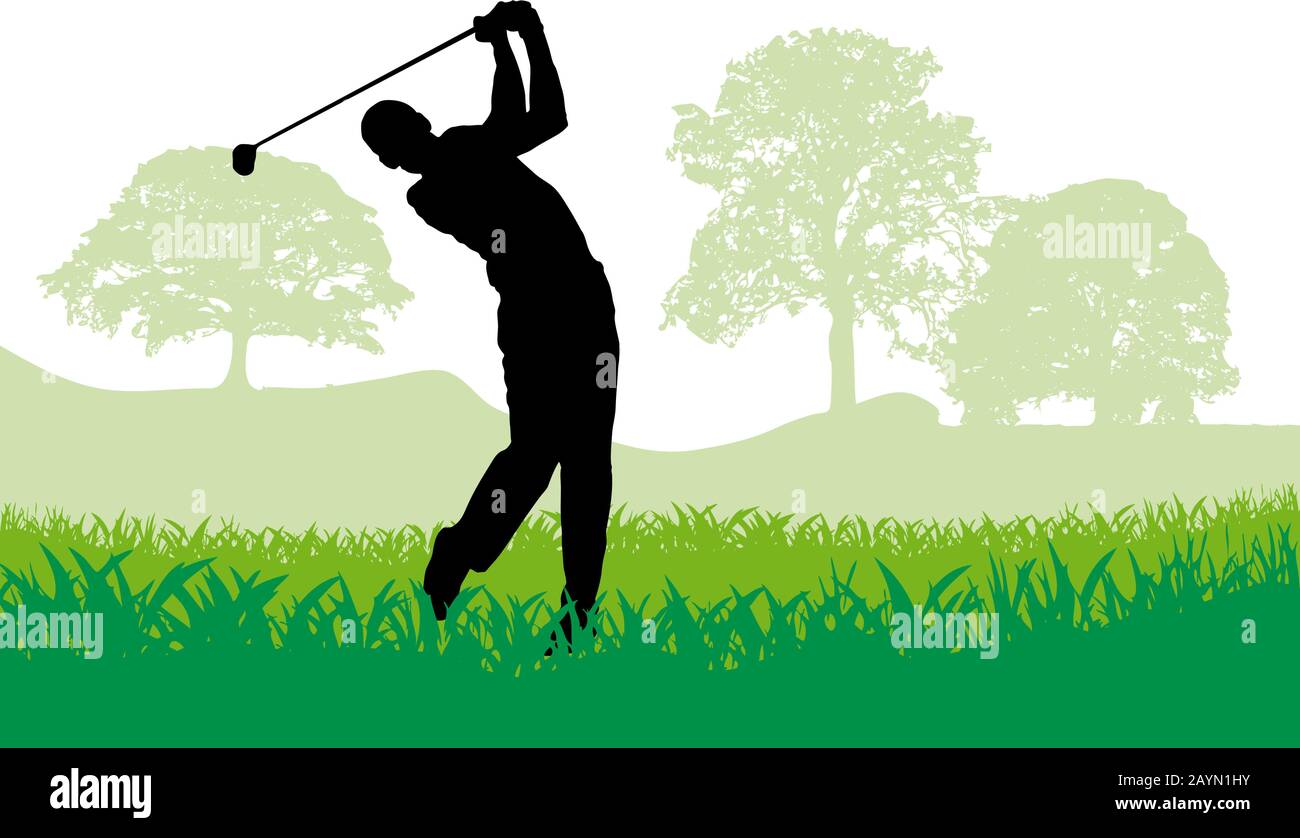 Golf club competition tournament background. Vector poster with man ...