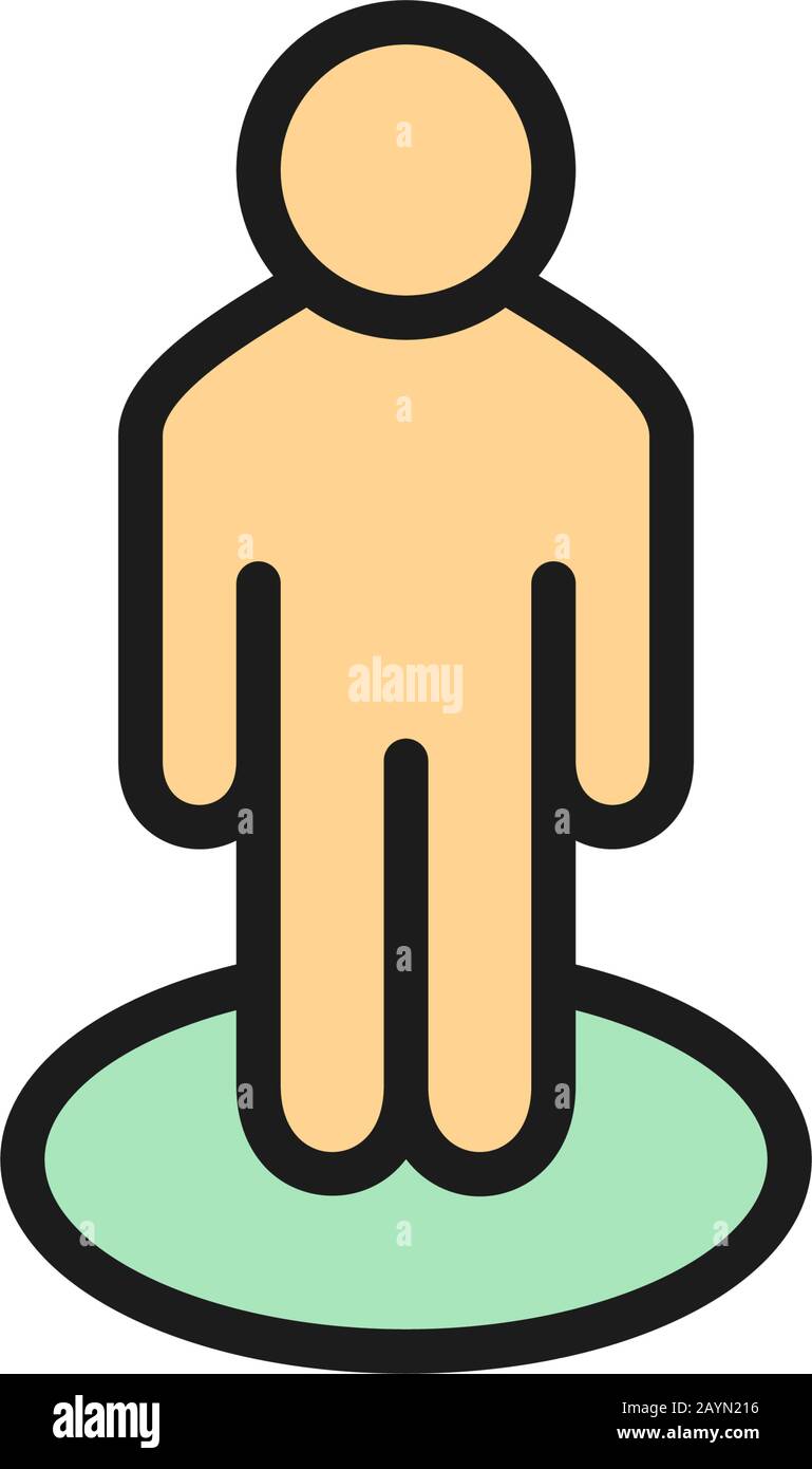 Person location in circle, street view, location pin flat color line ...