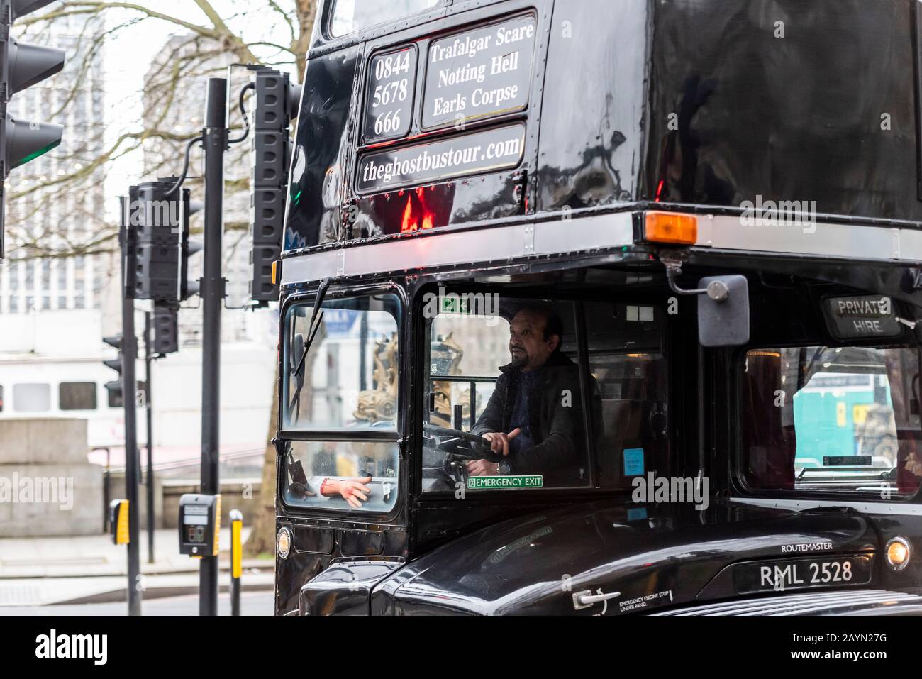 The Ghostbustour old London Routemaster bus painted black. Ghost Bus ...