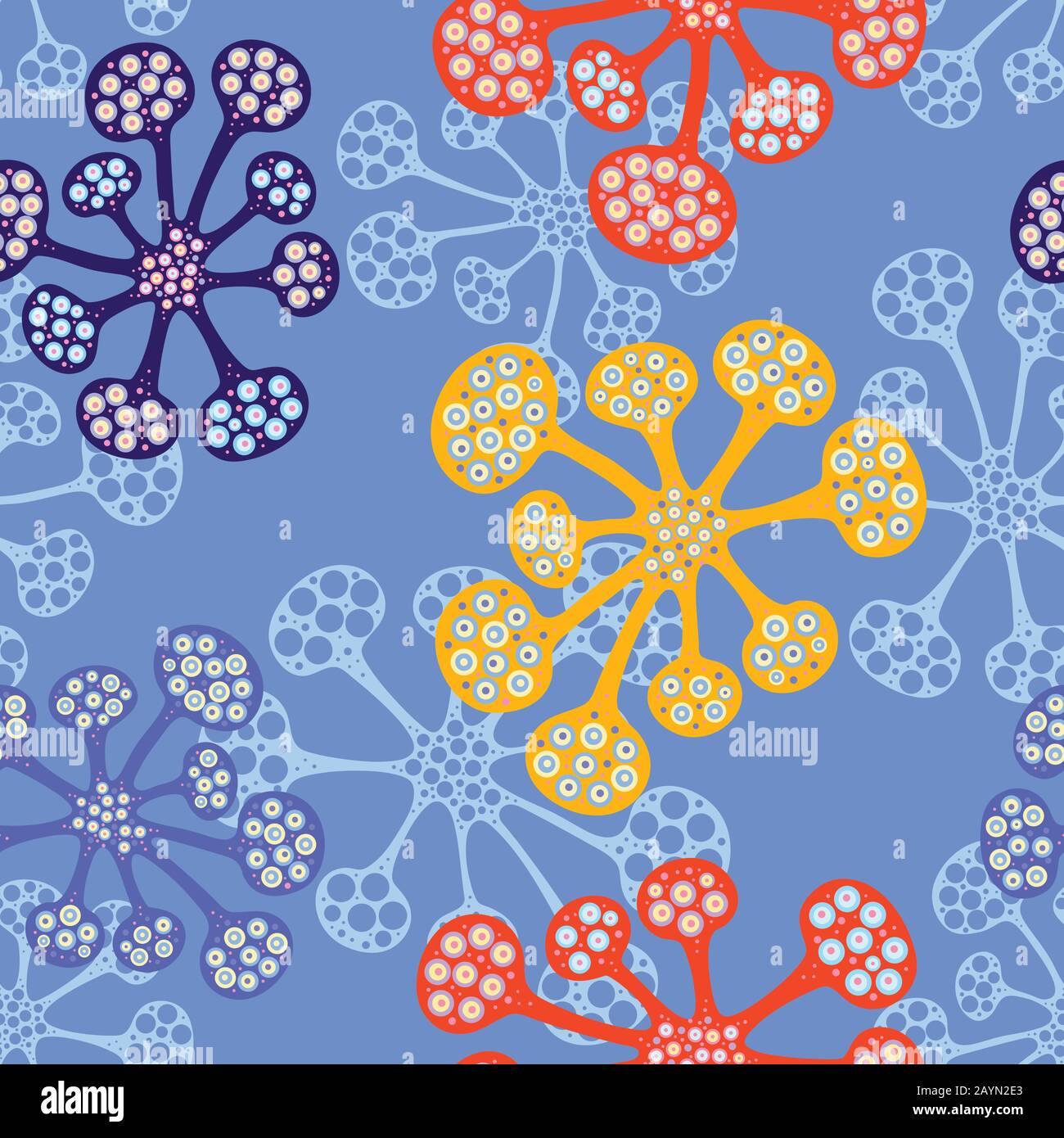 Seamless pattern cartoon bacteria biology organisms. Virus infection ...