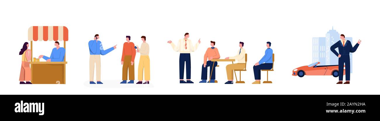 Business steps strategy development set vector flat illustration Stock ...