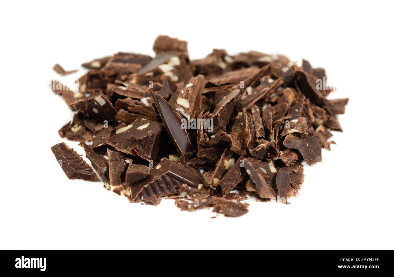 Broken craked chocolate parts isolated on white background Stock Photo ...
