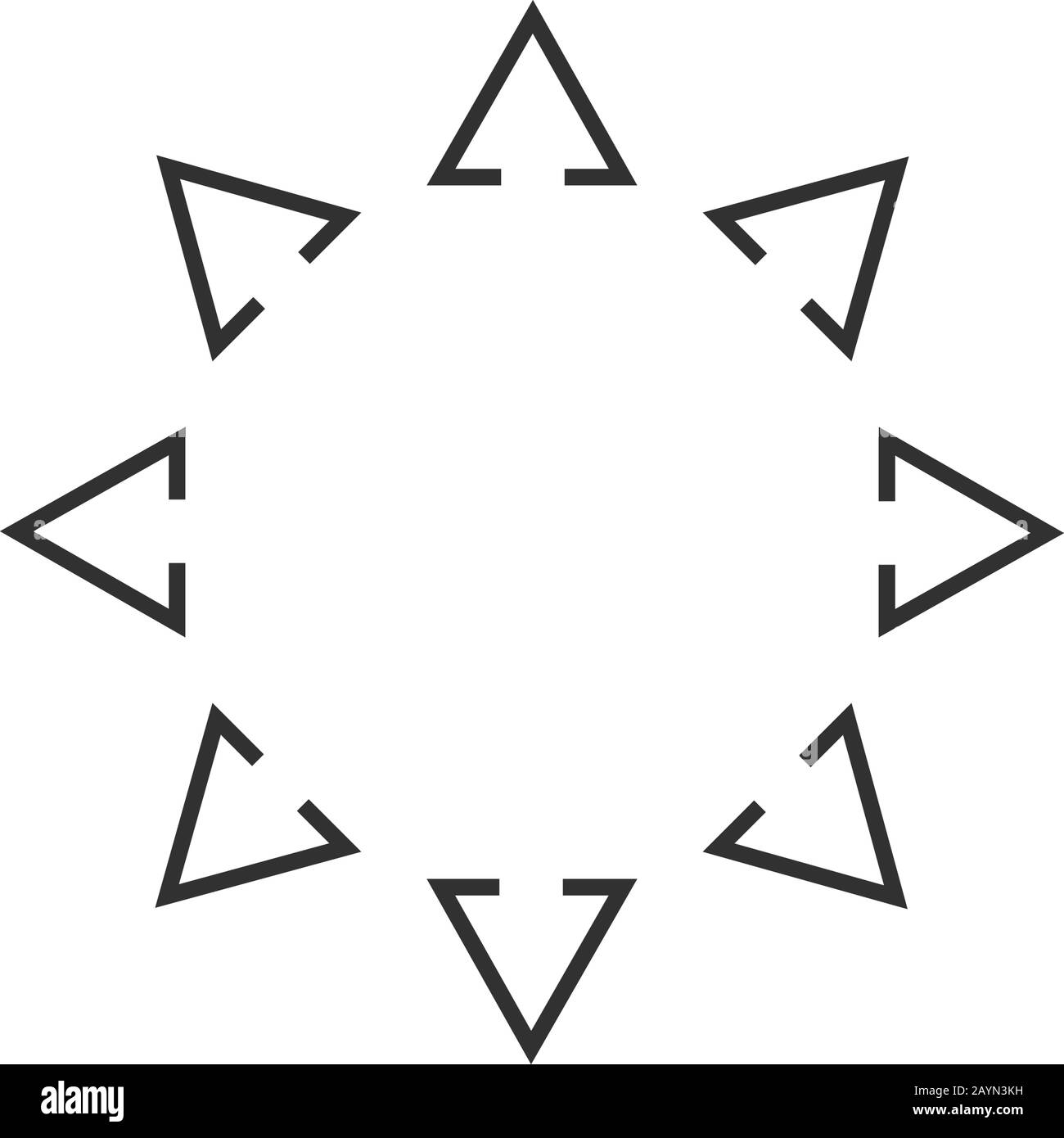Creative geometric sun concept. rays out of triangles in linear style ...
