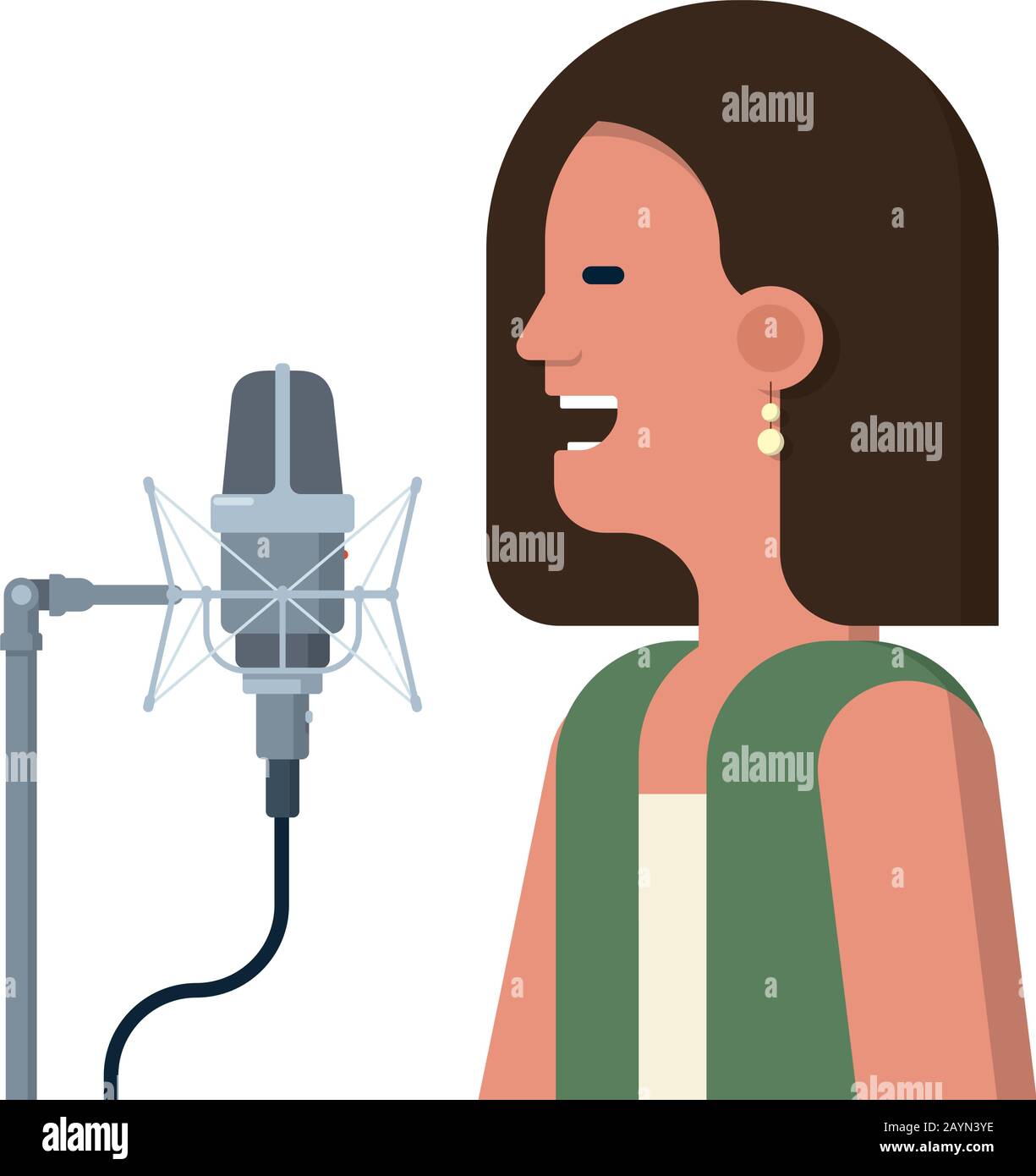 Woman Speaking Microphone Cartoon Illustration Stock Photos & Woman ...