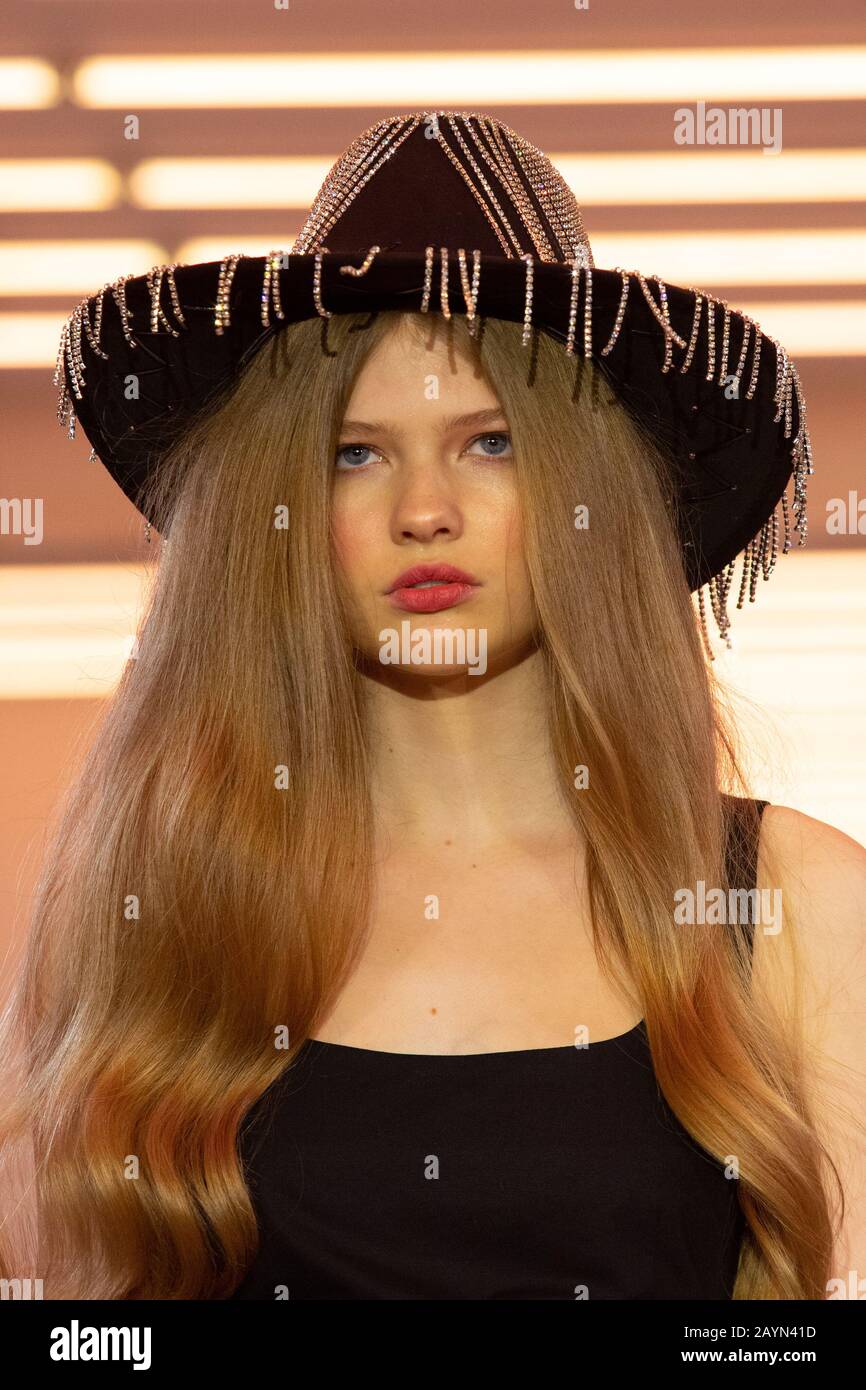 Models on the catwalk during the De La Vali public show at London ...