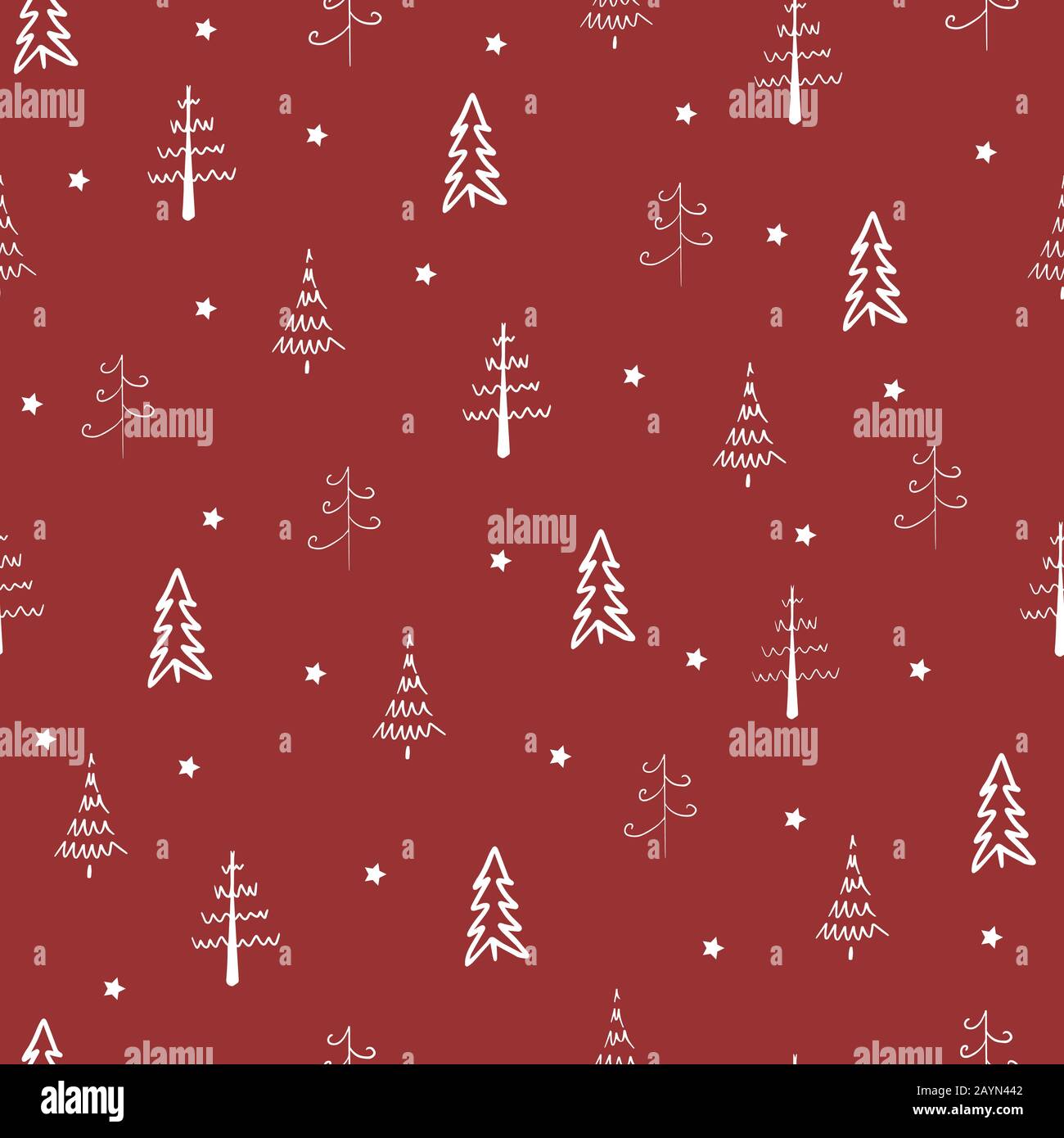 Christmas tree and star vector seamless, repeat pattern. White trees ...