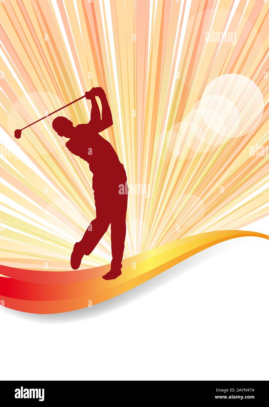 Golf club competition tournament background. Vector poster with man ...