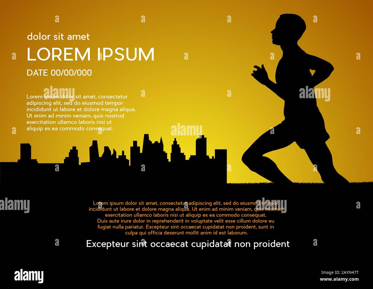 runner in the city on sunset, Vector poster background Stock Vector ...