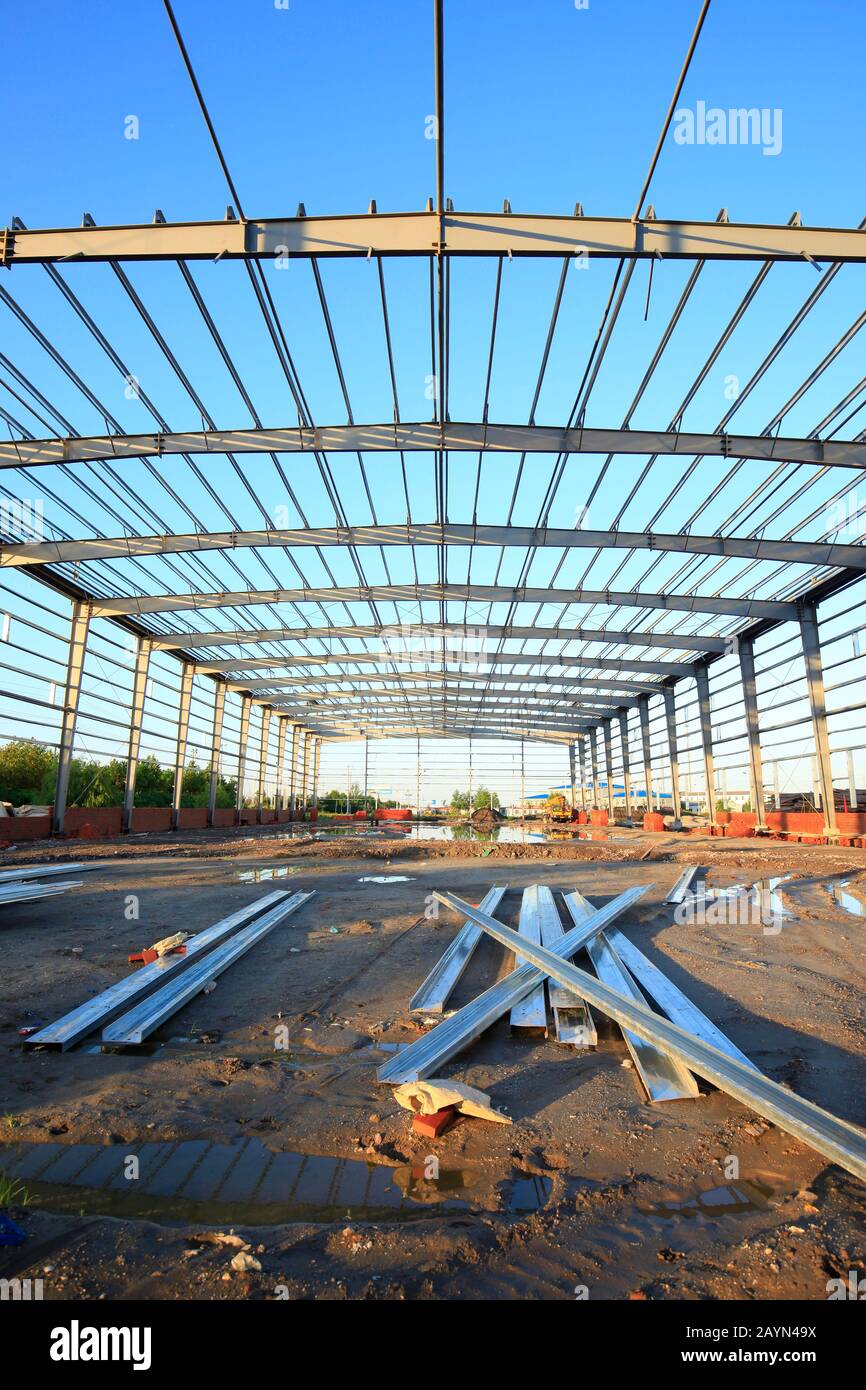 The construction of steel structure Stock Photo - Alamy