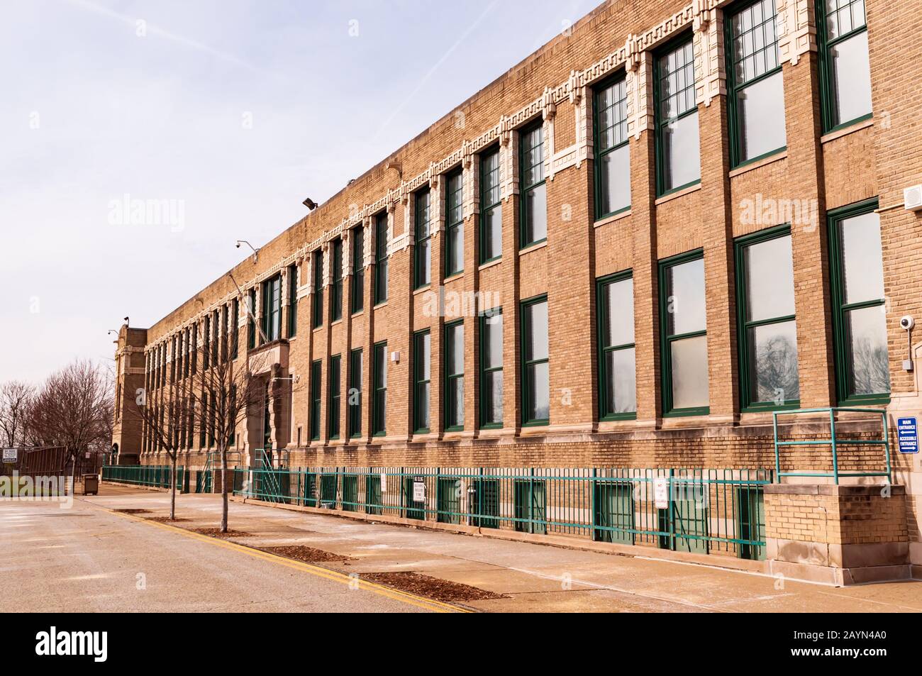 The entrance to Greenfield School, a Pittsburgh Public School ...