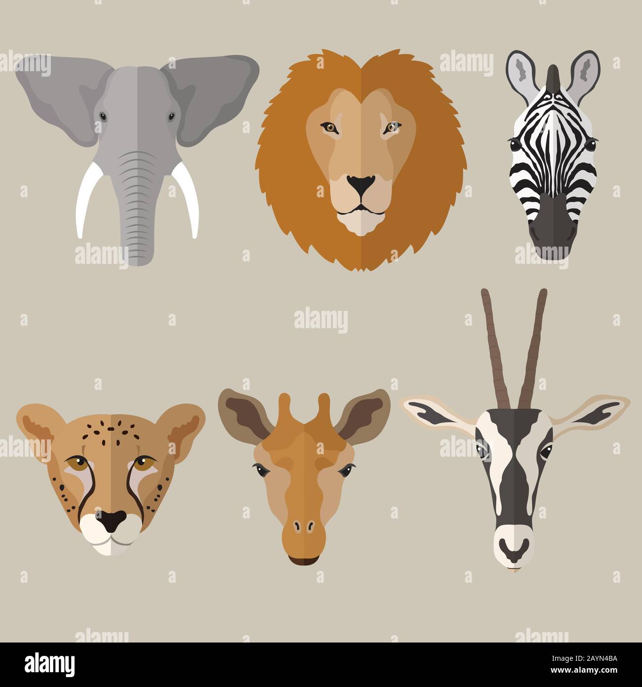 Vector illustration of cartoon animals head Stock Vector Image & Art ...