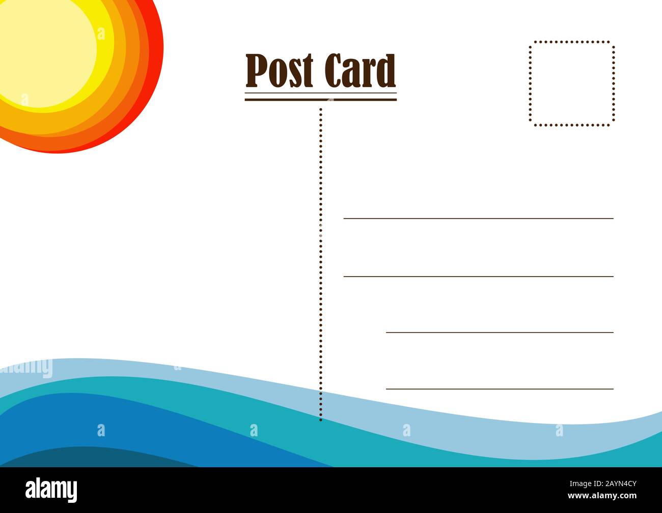 Summer postcard. Vector sun and wave on sea Stock Vector Image & Art ...
